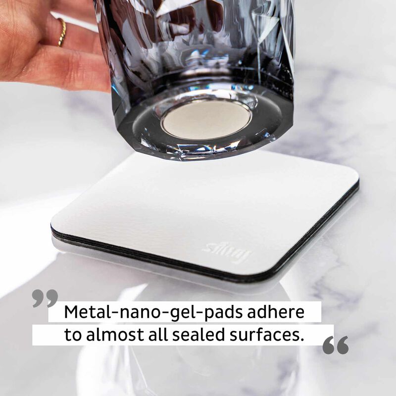 SILWY Metal Nano Gel Pads, Square with Leather Coating, Set of 2, White ...