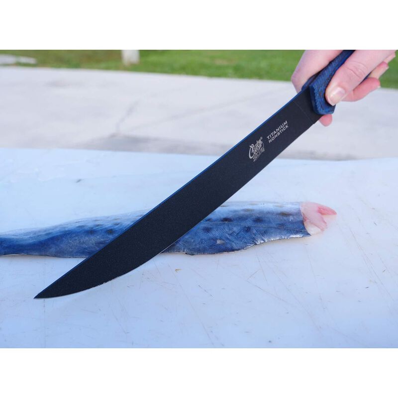 10" Titanium Non-Stick Professional Wide Fillet Knife with Sheath ...