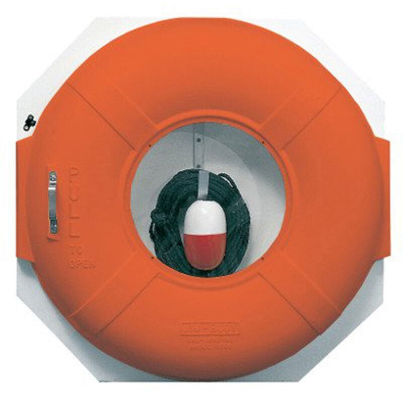 JIM BUOY Life Ring Safety Station with 90' Throw Line | West Marine
