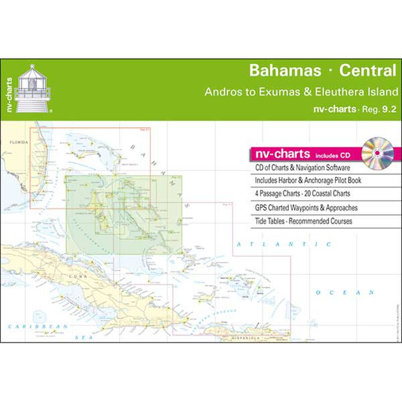Bahamas Central, Andros to Exumas & Eleuthera Islands Chart Book with ...