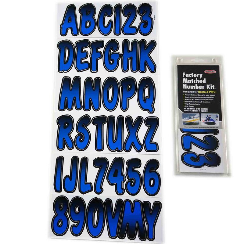 HARDLINE PRODUCTS 3" Letter/Number Kit, Blue/Black Faded | West Marine
