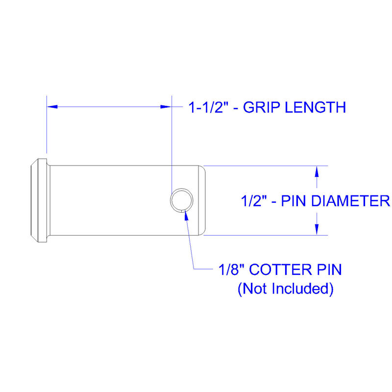 HAYN Stainless Steel Clevis Pin, 1/2" Dia. X 1 1/2" Grip Length | West ...
