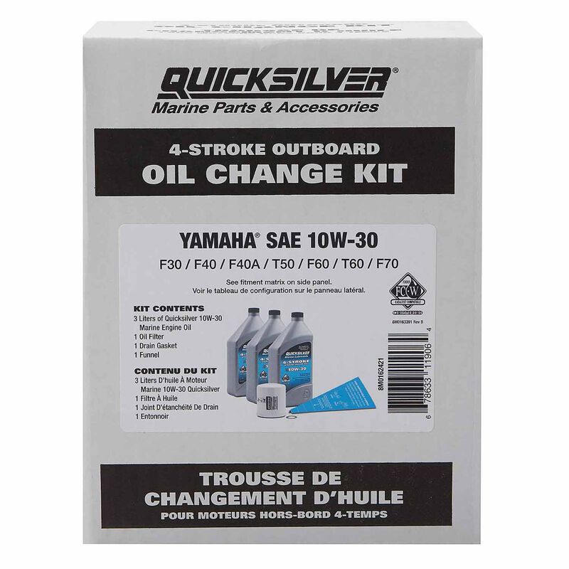 QUICKSILVER 10W-30 Oil Change Kit for 4-stroke Yamaha F30 through F70 ...