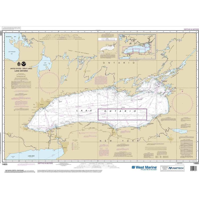 NOAA Maptech® NOAA Recreational Waterproof Chart-Lake Ontario, 14800 ...