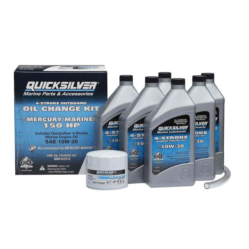 QUICKSILVER 10W-30 Oil Change Kit for 4-stroke 150hp Mercury and ...