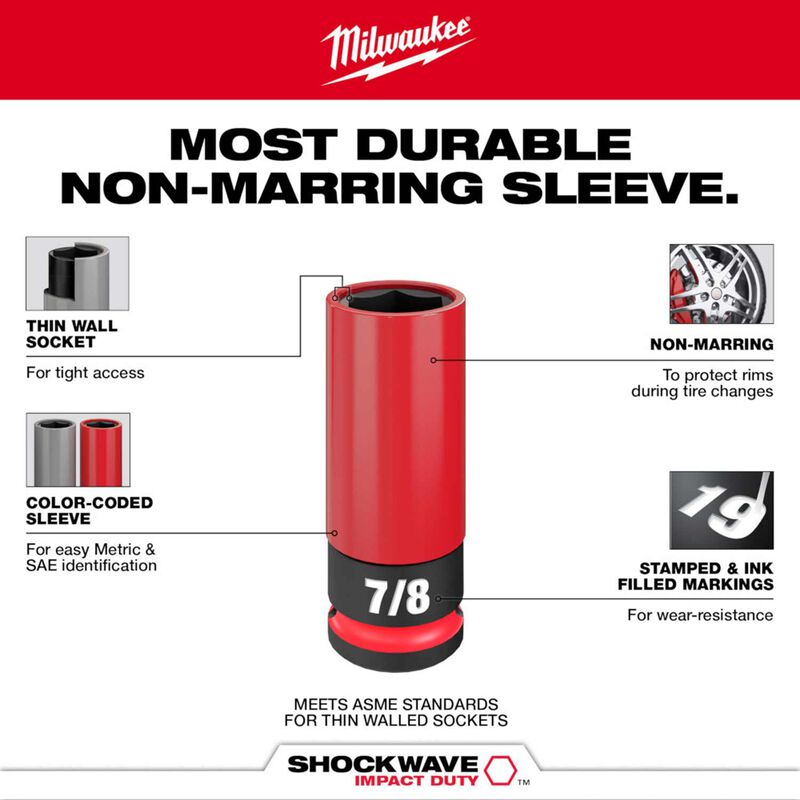 MILWAUKEE SHOCKWAVE 5-Piece Impact Duty™ 1/2 Drive SAE & Metric Lug Nut ...