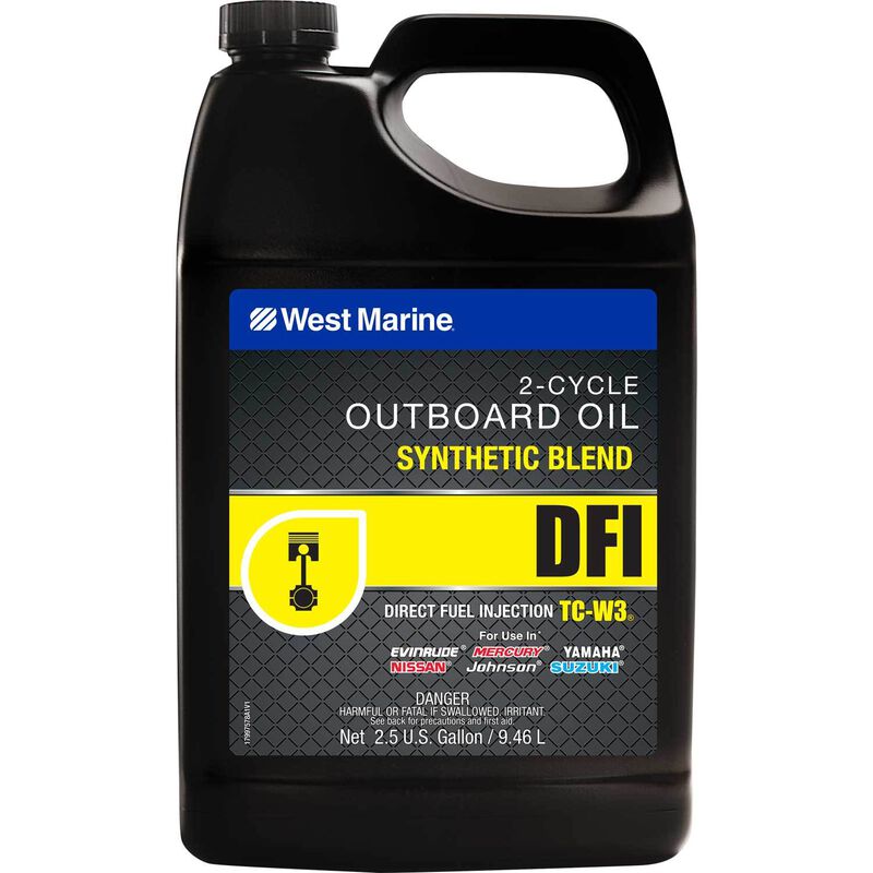 WEST MARINE TC-W3 2 Stroke Synthetic Blend DFI Marine Engine Oil, 2.5 ...