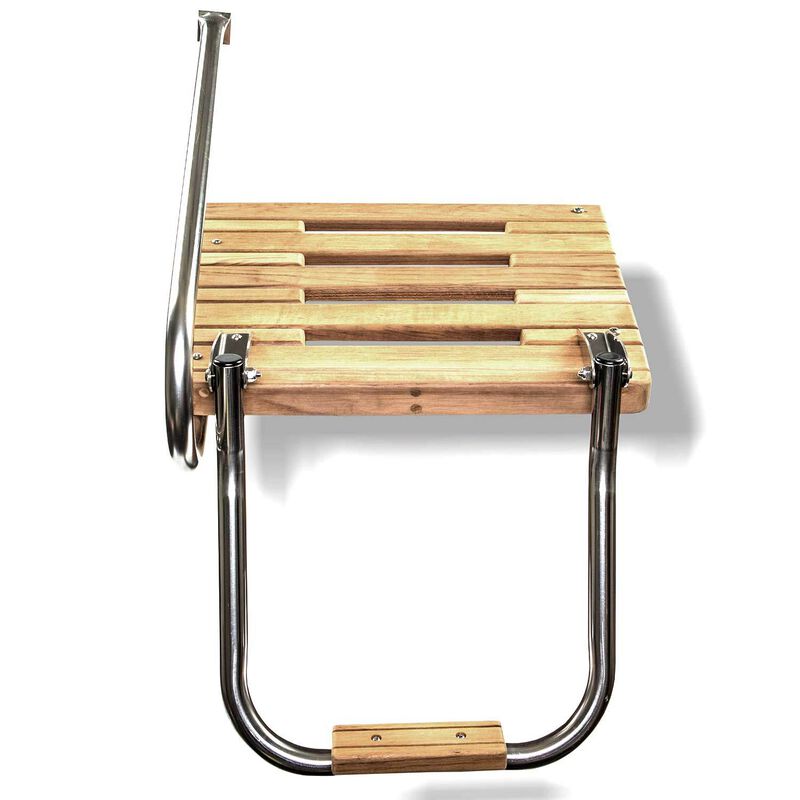 WHITECAP Teak Swim Platform with Ladder, Outboard | West Marine