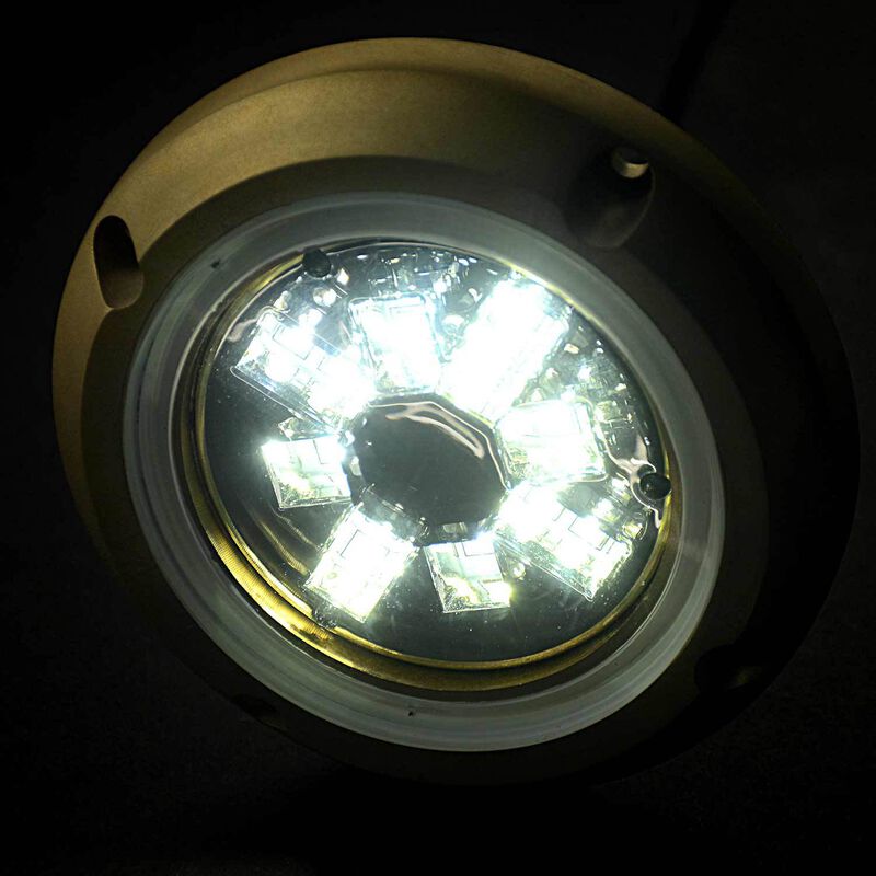 WEST MARINE Round 12 LED Underwater Light with Bronze Housing, Green ...