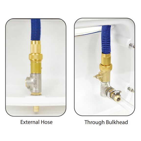 HoseCoil Side‑Mount 25′ Blue Expandable Washdown Hose Kit