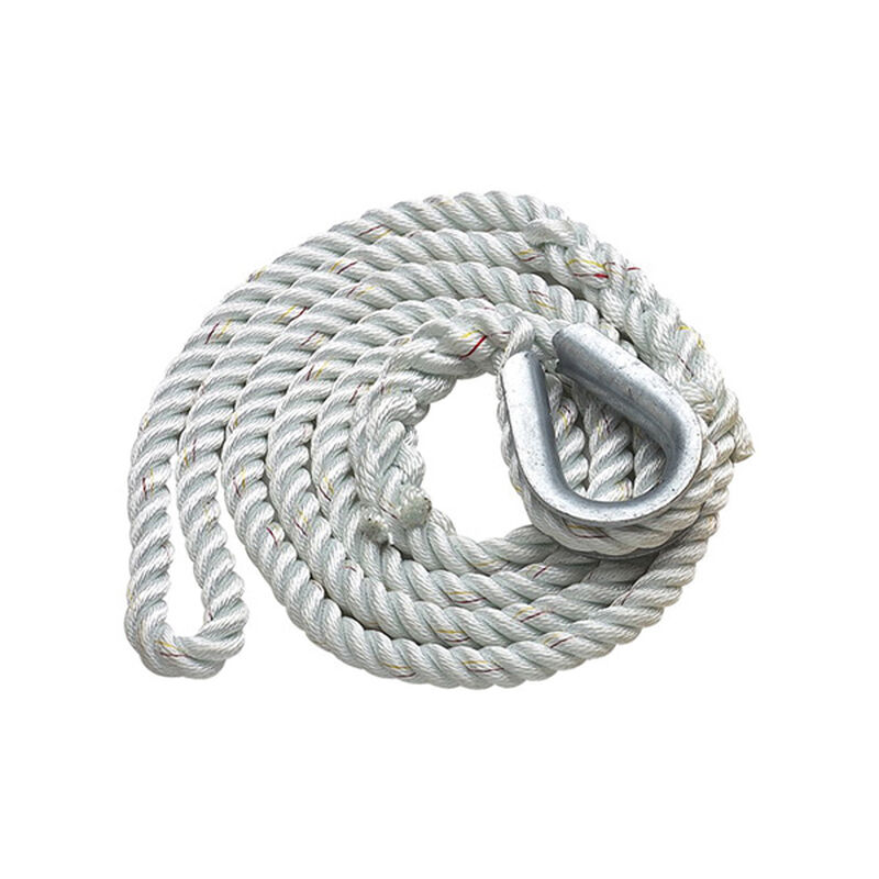NEW ENGLAND ROPES White Three-Strand Nylon Mooring Pendant 1/2 ...