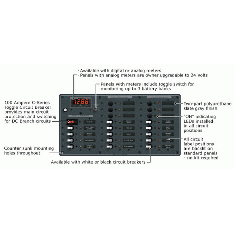 BLUE SEA SYSTEMS A-Series Toggle Main + Branch Circuit Breaker Panels ...