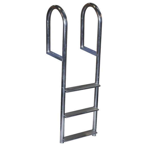 DOCK EDGE Dock Ladders, Fixed, WIDE Step Welded, Aluminum
