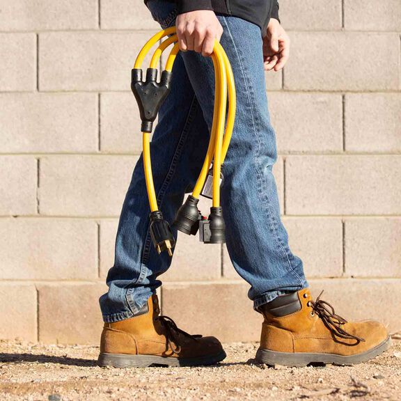 Firman 3' Heavy-Duty TT-30P to 3 5-20R Short Power Cord