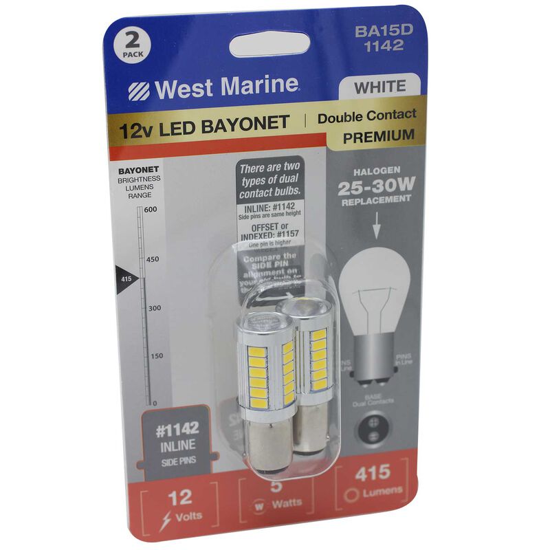 WEST MARINE Double Contact Index Bayonet BA15D-1142 LED Premium Bulbs ...