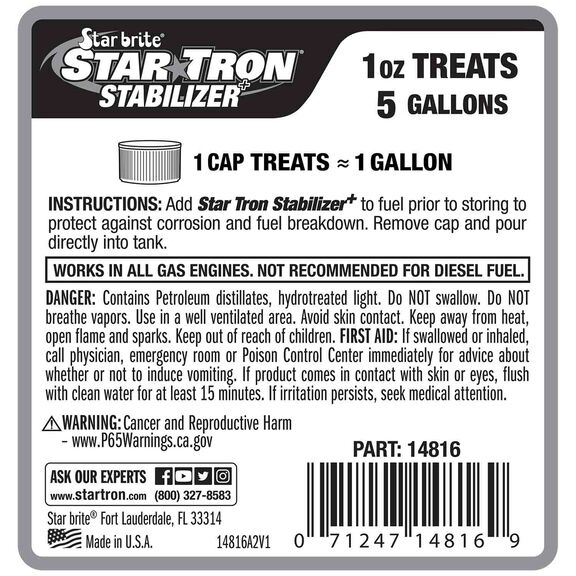 STAR BRITE Star Tron Stabilizer+ Fuel Storage Additive, 16 oz.