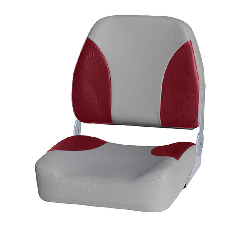Standard Big Man Folding Boat Seat, Gray/Dark Red | West Marine