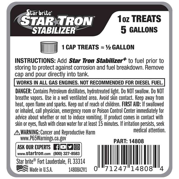 STAR BRITE Star Tron Stabilizer+ Fuel Storage Additive, 8 oz.