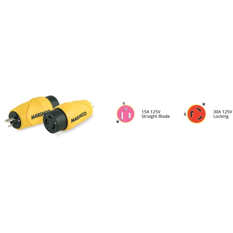 MARINCO Marinco EEL Shore Power Straight Adapter, 15 Amp 125V Male to ...