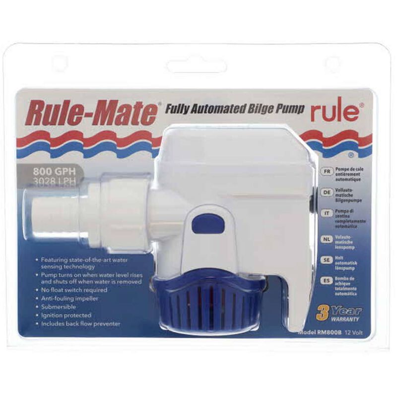 RULE INDUSTRIES 800 GPH Rule-Mate Automatic Bilge Pump, 12 Volt | West ...