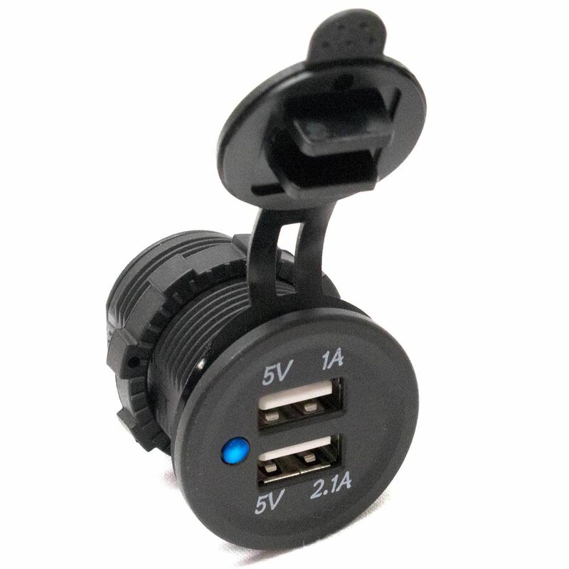 MARINE SPORT LIGHTING Dual Port USB Socket with One Blue LED | West Marine