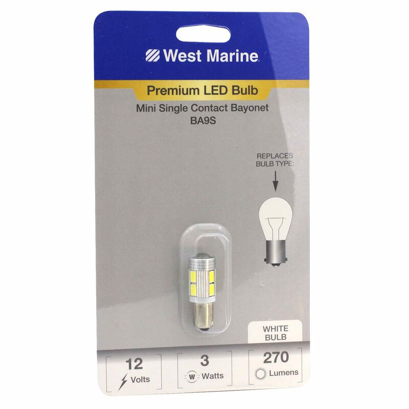 WEST MARINE Mini Single Contact Bayonet BA9S LED Premium Bulb | West Marine