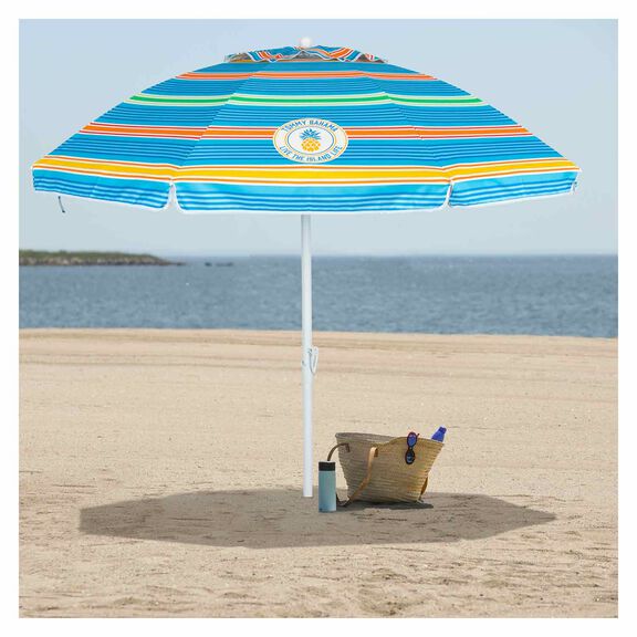 TOMMY BAHAMA 6' Umbrella with Integrated Sand Anchor, Stripe