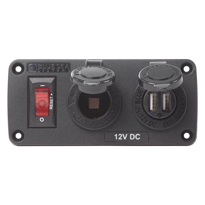 BLUE SEA SYSTEMS BelowDeck Panel 12V Socket & Dual USB Charger | West ...