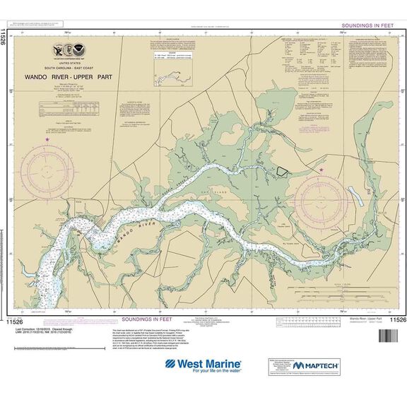 NOAA Maptech® NOAA Recreational Waterproof Chart-Wando River Upper Part ...