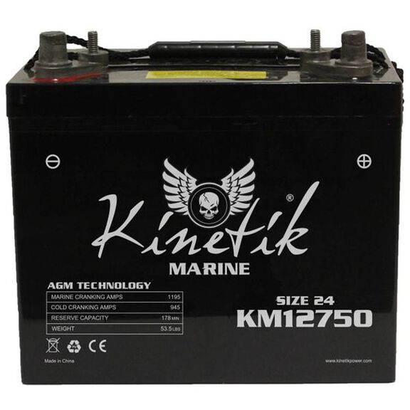 Kinetik UB12750 Group 24 Sealed Lead Acid Marine Battery