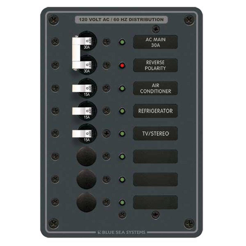 BLUE SEA SYSTEMS AC Main Circuit Breaker Panel, Main + 6 Positions ...