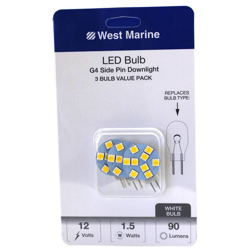 WEST MARINE G4 Side Pin Downlight LED Disk Bulbs, 3-Pack | West Marine