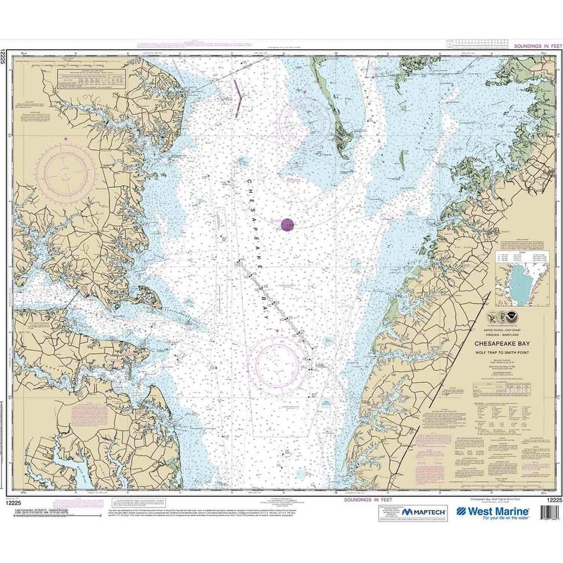 NOAA Maptech® NOAA Recreational Waterproof Chart-Chesapeake Bay Wolf Trap to Smith Point, 12225 ...