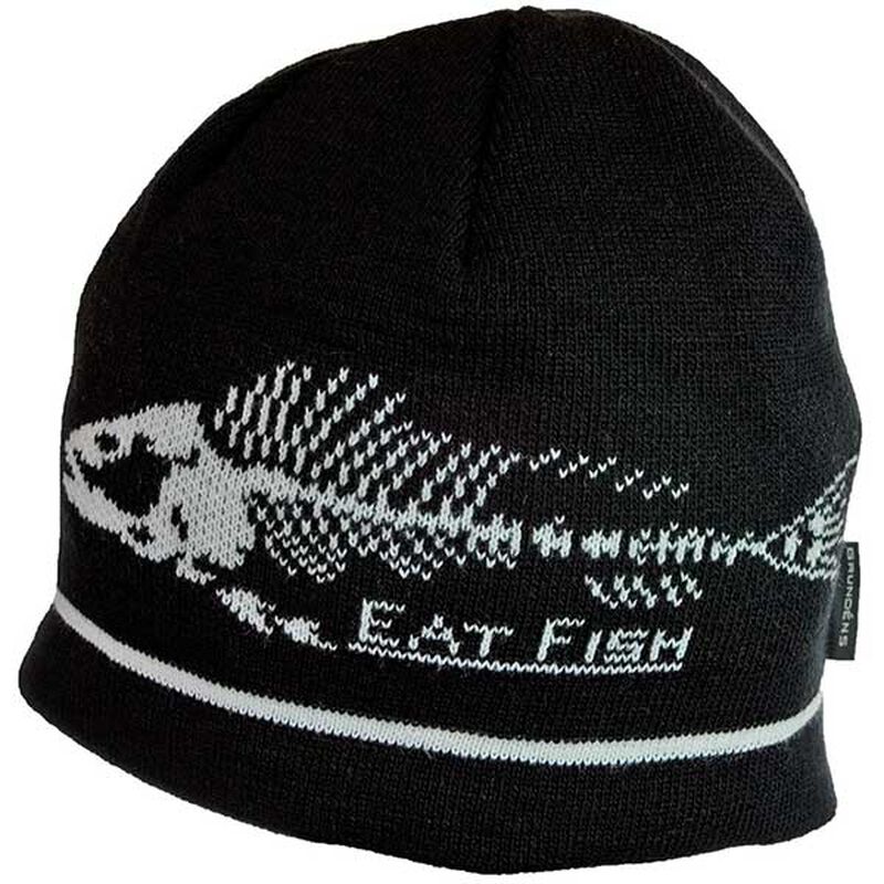 GRUNDENS Eat Fish Knitted Beanie, Black | West Marine