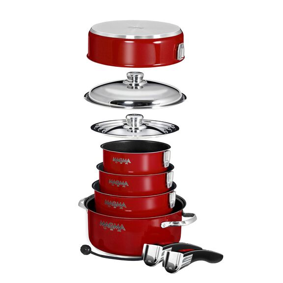 MAGMA Professional Series Gourmet Nesting 10-Piece Magma Red Stainless ...