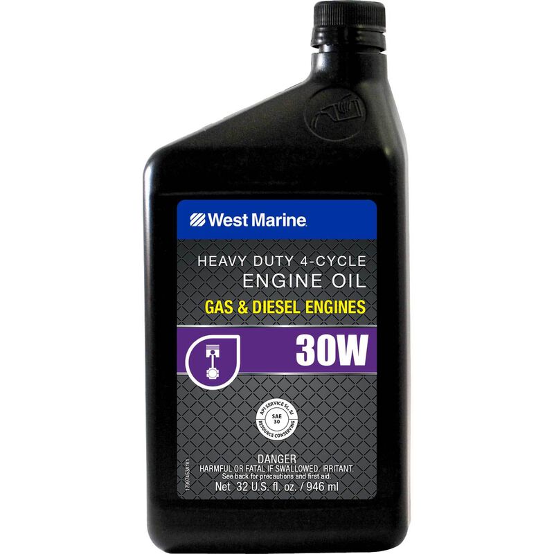 WEST MARINE 30W 4 Stroke Conventional Heavy Duty Marine Engine Oil, 1 ...
