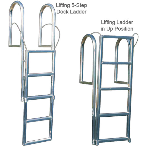 INTERNATIONAL DOCK Lifting Ladder, 5-Step, Wide Rung
