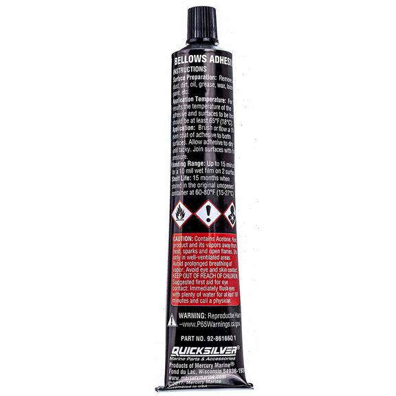 Quicksilver Bellows Adhesive 1.5oz Oil & Water Resistant