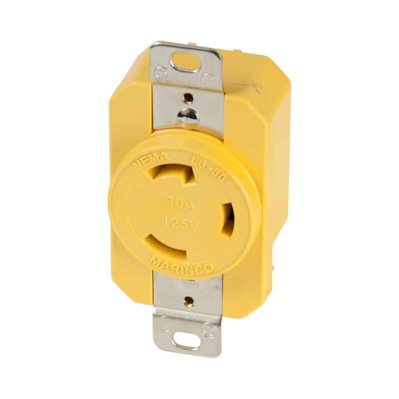MARINCO Locking Receptacle, 30A 125V, Yellow | West Marine
