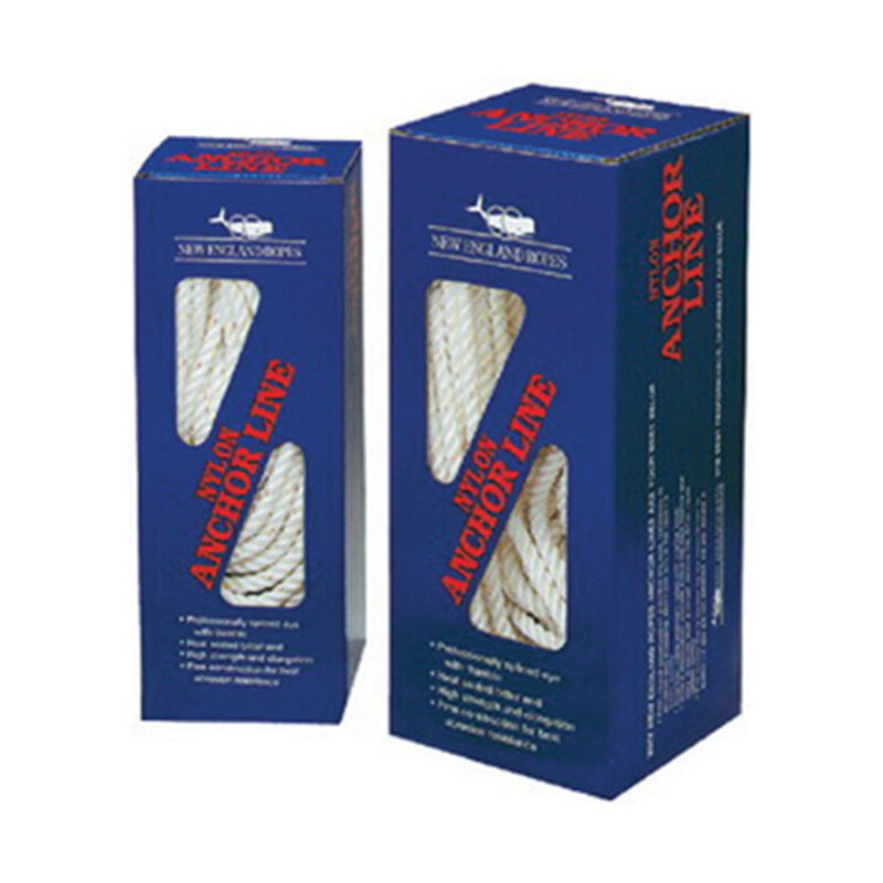 NEW ENGLAND ROPES 1/2" x 100' Premium Three-Strand Nylon Anchor Line ...