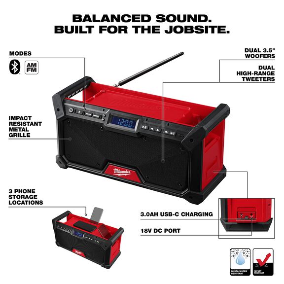MILWAUKEE M18™ Bluetooth® Jobsite Radio