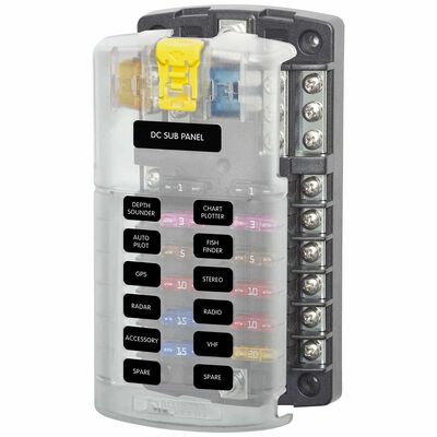 BLUE SEA SYSTEMS ST Blade Fuse Block, 12 Circuits with Negative Bus and ...