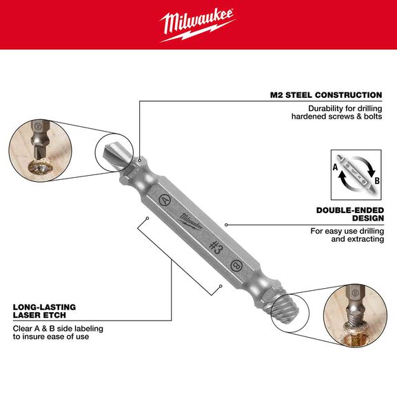 MILWAUKEE M2 Steel Screw Extractor Set, 4 Piece