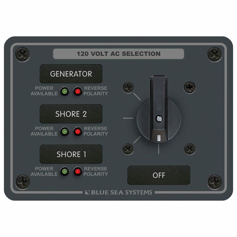 BLUE SEA SYSTEMS Rotary Switch Panel, 30A, 120V AC, 3 positions + OFF ...