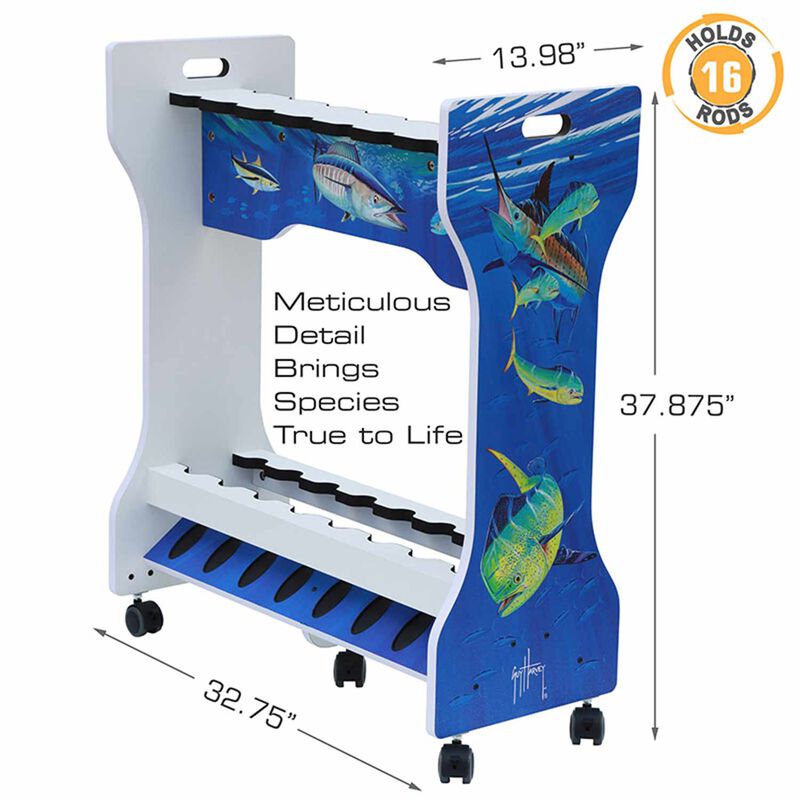 RUSH CREEK CREATIONS Guy Harvey 16 Rod Rolling Rack | West Marine