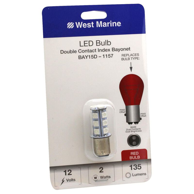 WEST MARINE Double Contact Index Bayonet BAY15D-1157 LED Bulb, Red ...