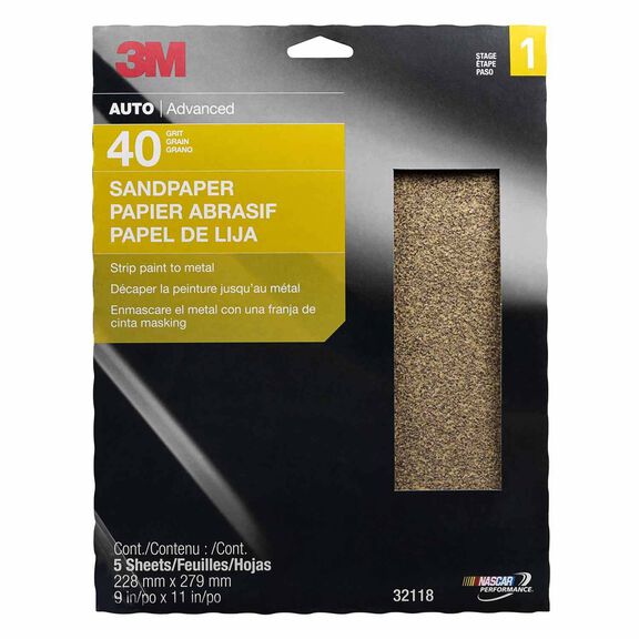 3M Sandpaper, 9" x 11", 40 Grit