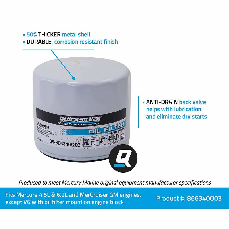 QUICKSILVER Quicksilver Oil Filter 866340Q03 | West Marine