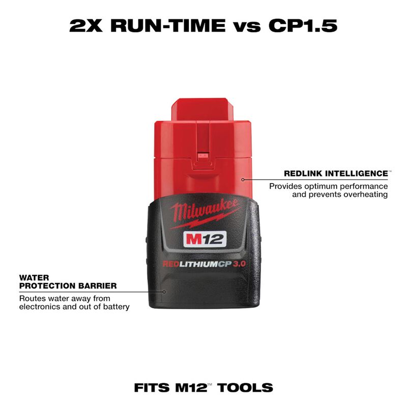 MILWAUKEE M12™ REDLITHIUM™ 3.0Ah Compact Battery Pack | West Marine