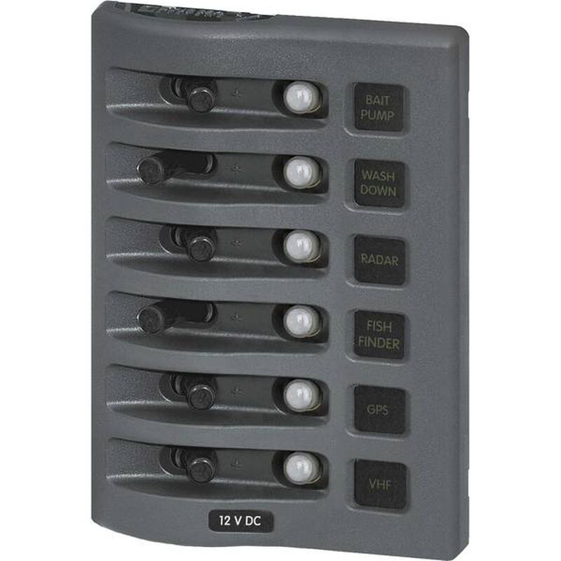 BLUE SEA SYSTEMS WeatherDeck® Waterproof Circuit Breaker Panel, Six ...